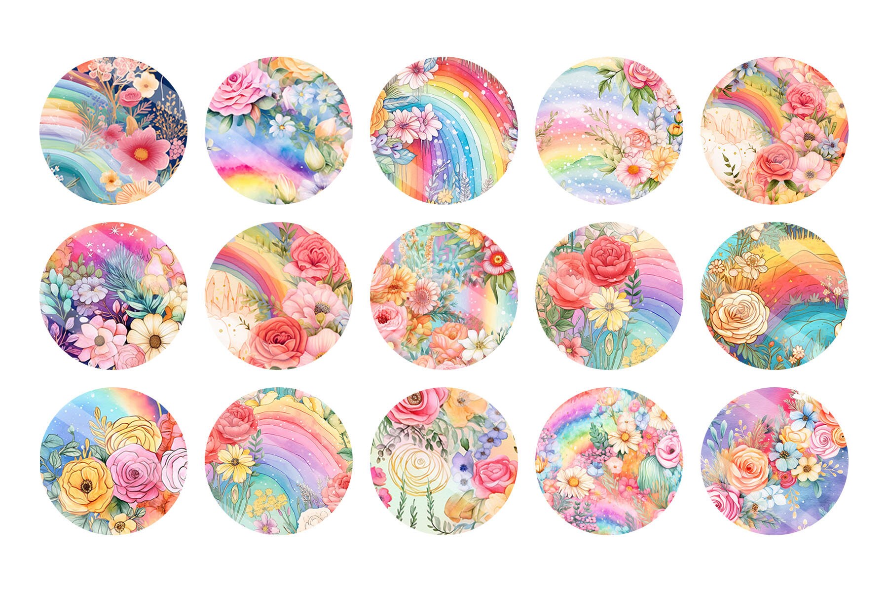 Rainbow Flower 25mm 1 Inch Bci Printable Bottle Cap Images - Etsy