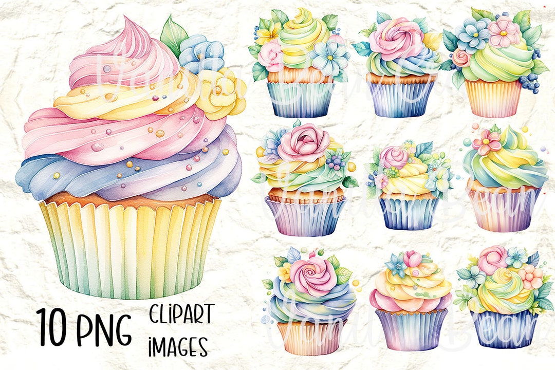 Spring Cupcake PNG Clipart Mother's Day Birthday Sublimation Printable ...