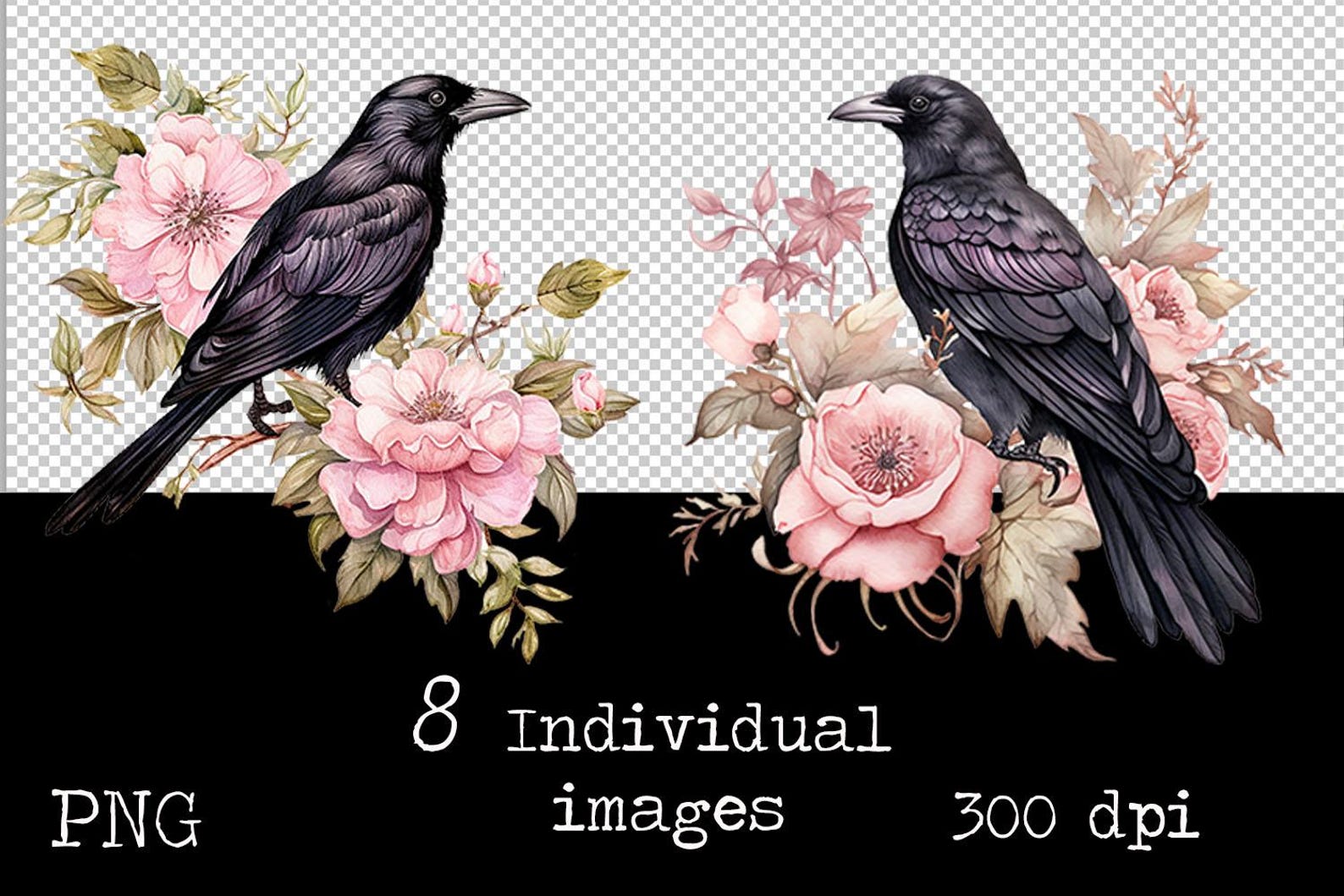 Raven Shabby Goth PNG Clipart Sublimation Printable - Etsy