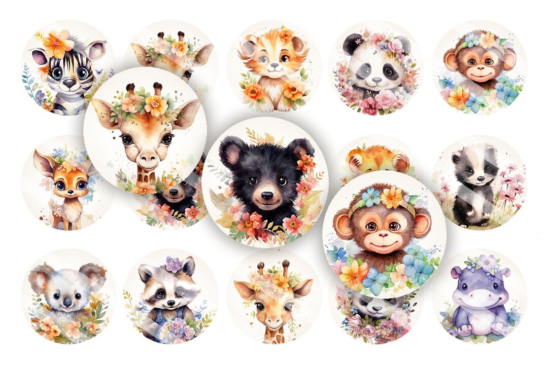 Boho Baby Animals 25mm 1 Inch Bci Printable Bottle Cap Images - Etsy