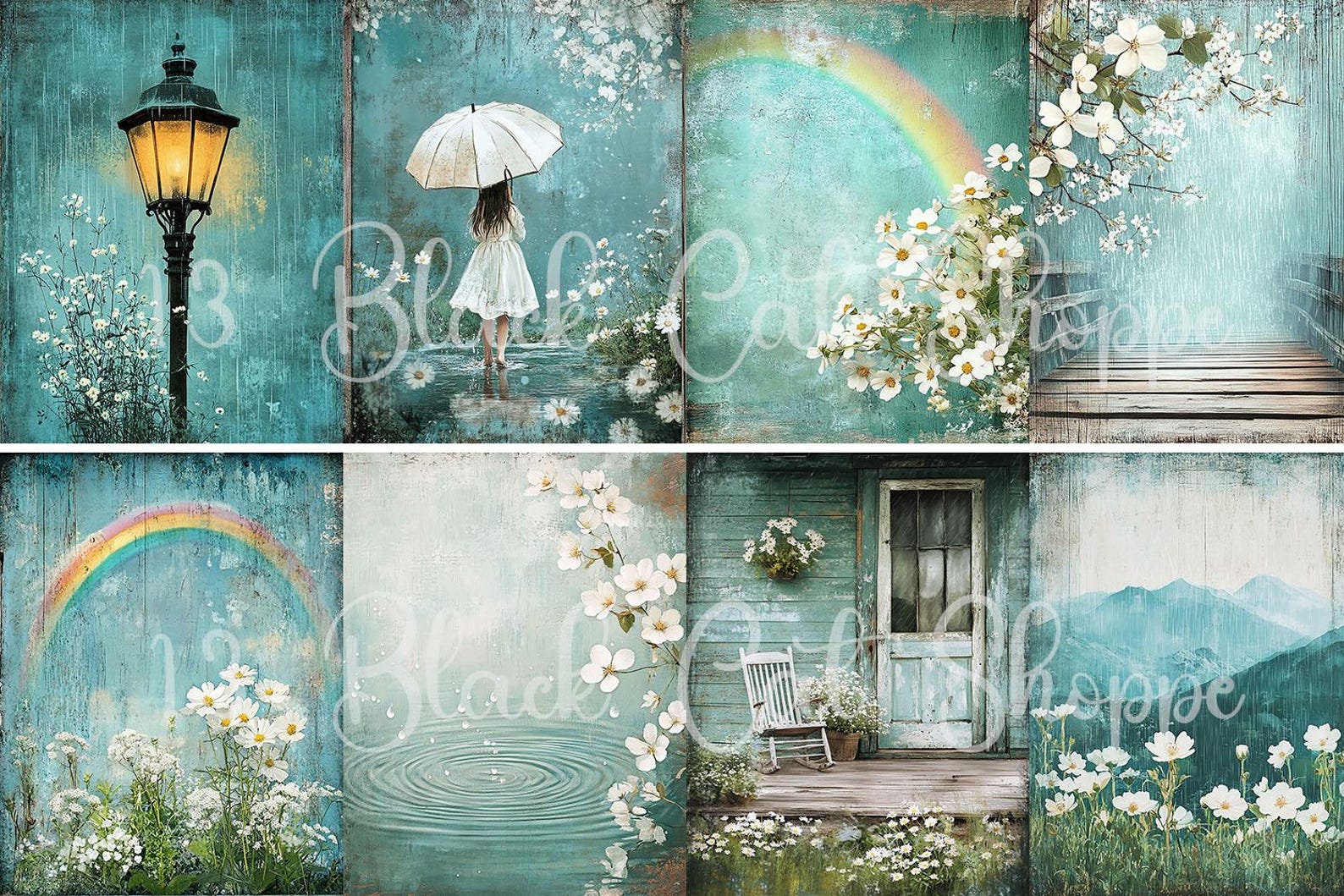 Moody Rainy Day Digital Paper: Distressed Vintage Wall Art, Junk ...
