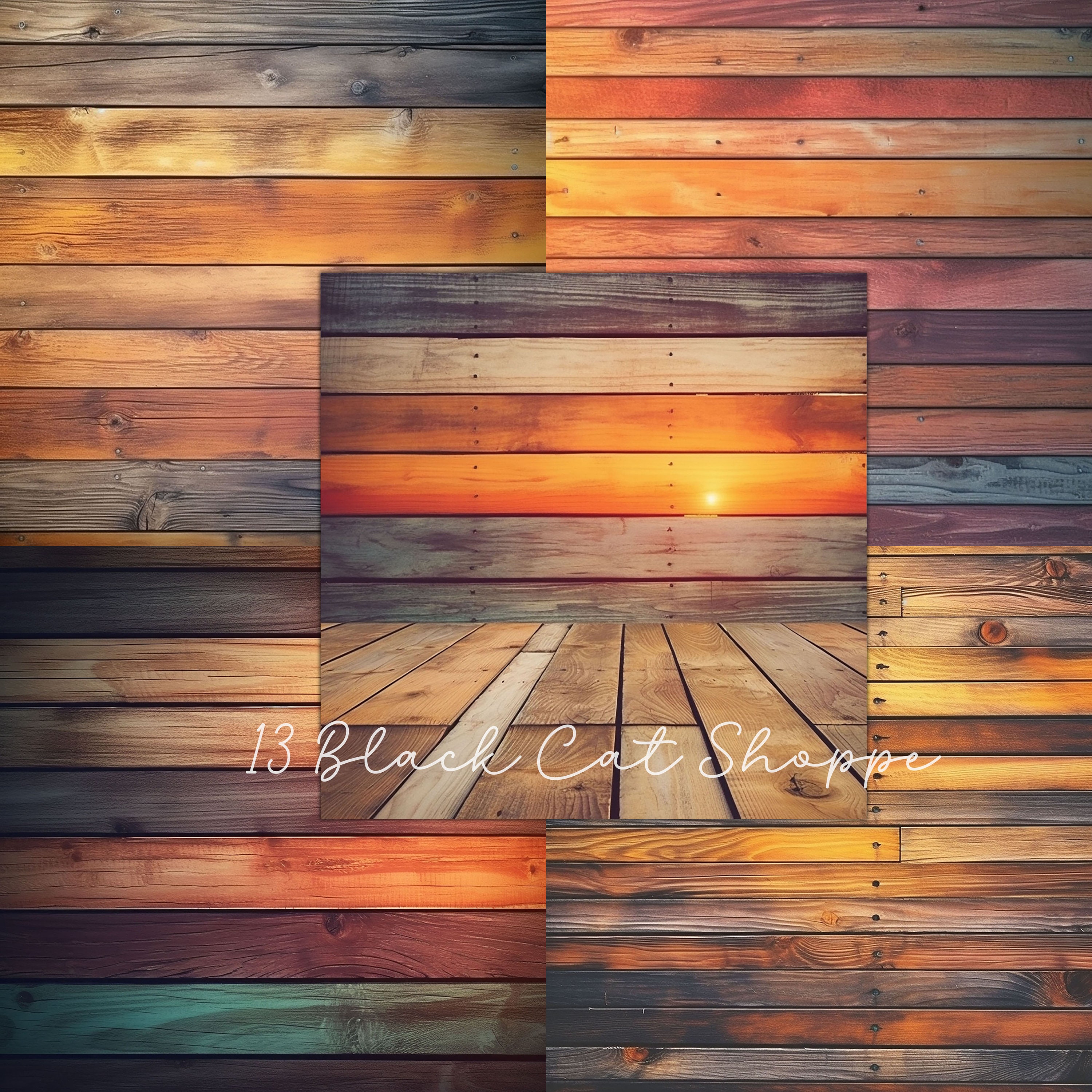 Sunset Wood Texture Background Digital Paper 12x12 Scrapbook Printable ...