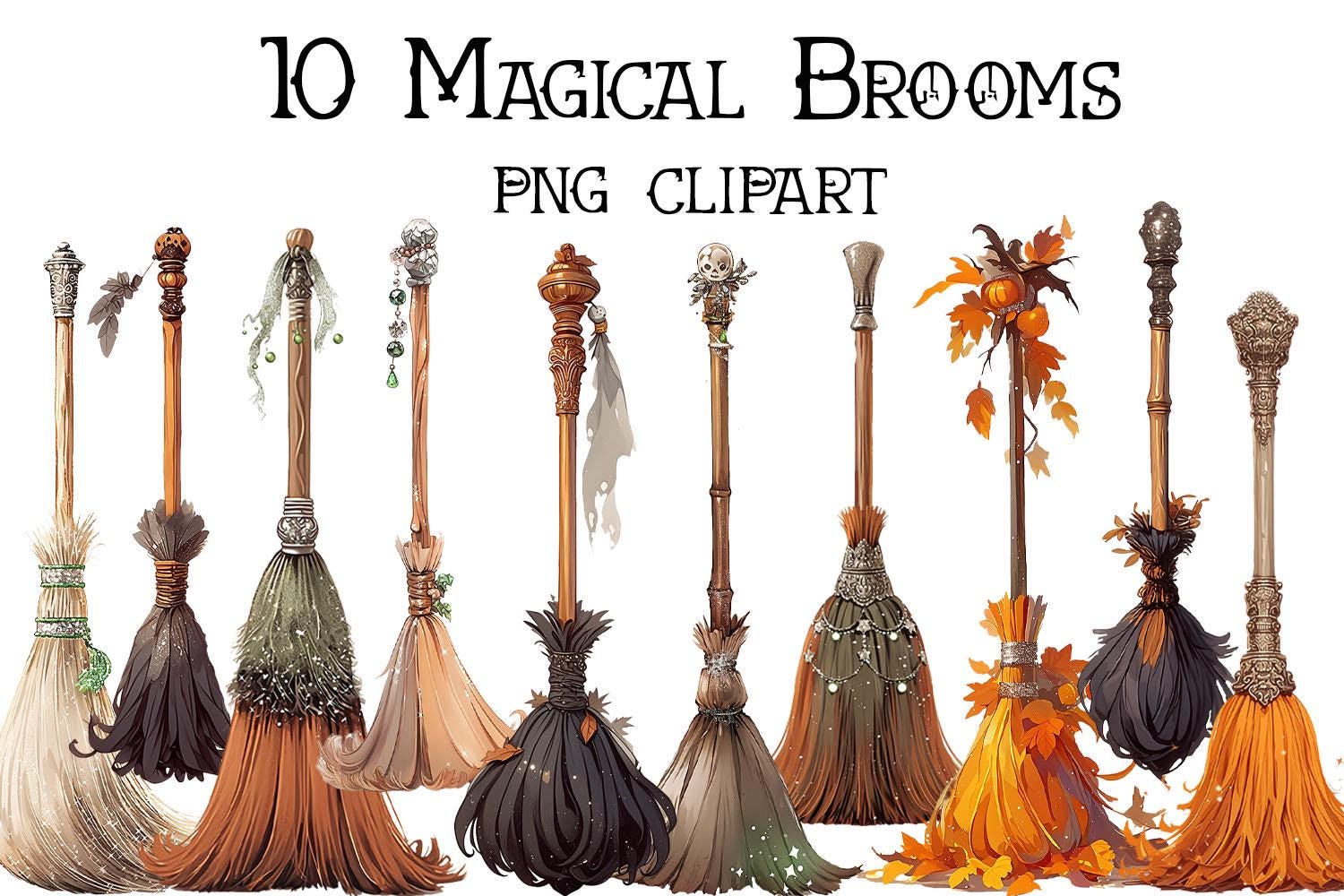 Magical Witch Fall Broom PNG Clipart Sublimation Printable - Etsy