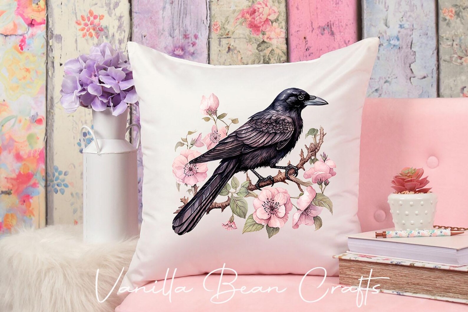 Raven Shabby Goth PNG Clipart Sublimation Printable - Etsy