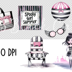 Spooky Girl Summer Summerween Pastel Goth Beach PNG Clipart Sublimation ...