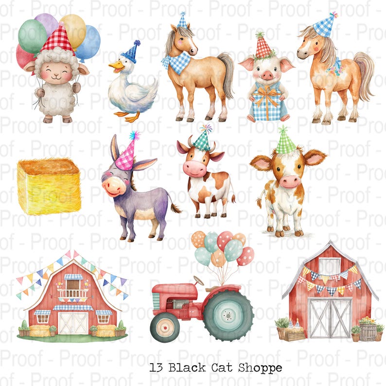 Barnyard Farm Birthday Kids PNG Clipart Sublimation Printable Barn ...