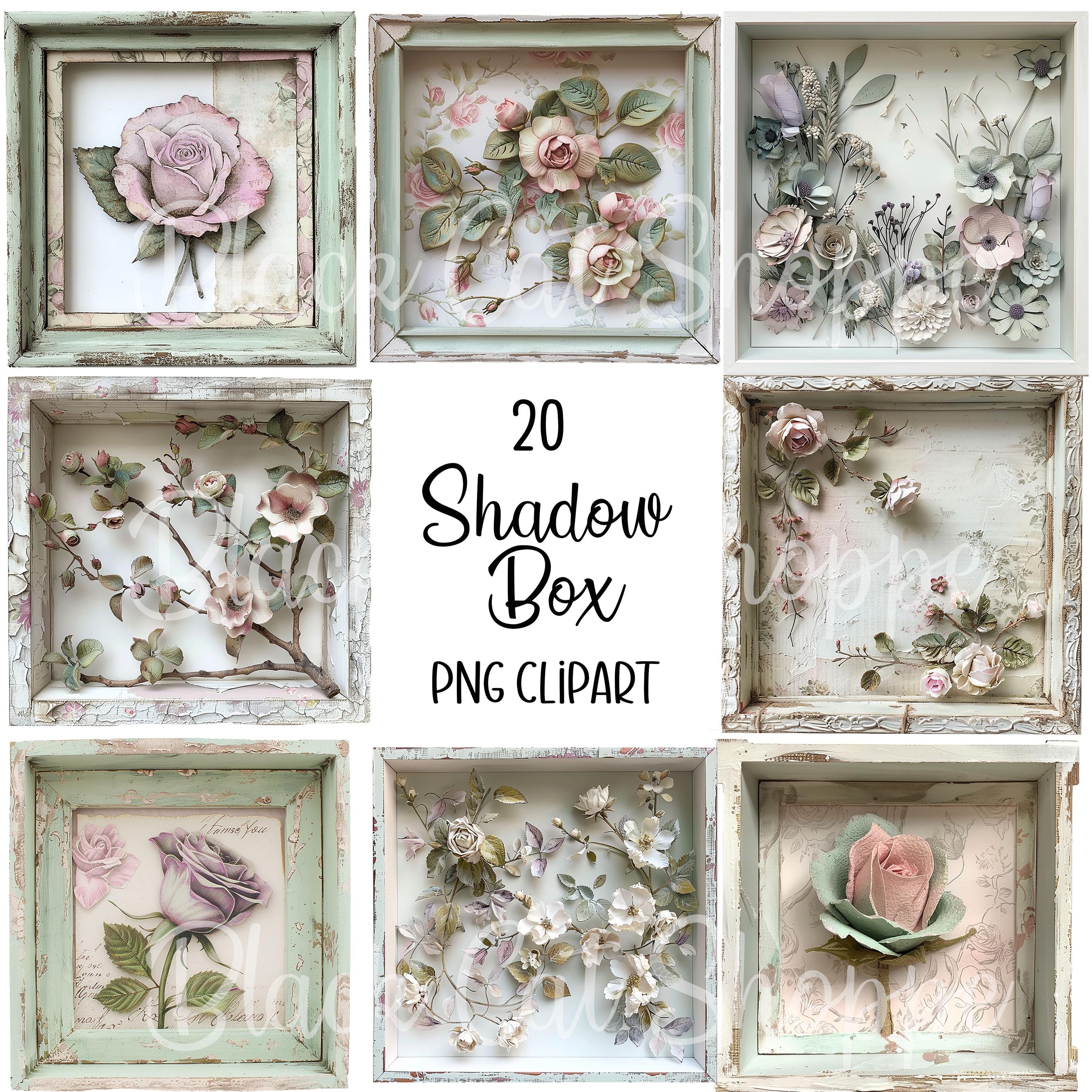Floral Rose Shadow Box Clipart Shadowbox PNG Sublimation Printable - Etsy