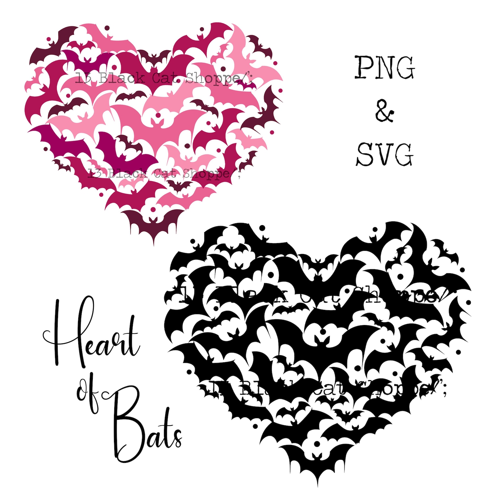 Heart of Bats Pink Valentine Pastel Goth Svg Cut File Clipart PNG ...