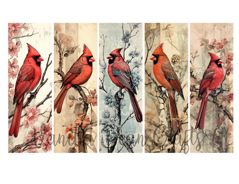 Cardinal Printable Bookmark 2x6 Inch Digital JPG PNG - Etsy