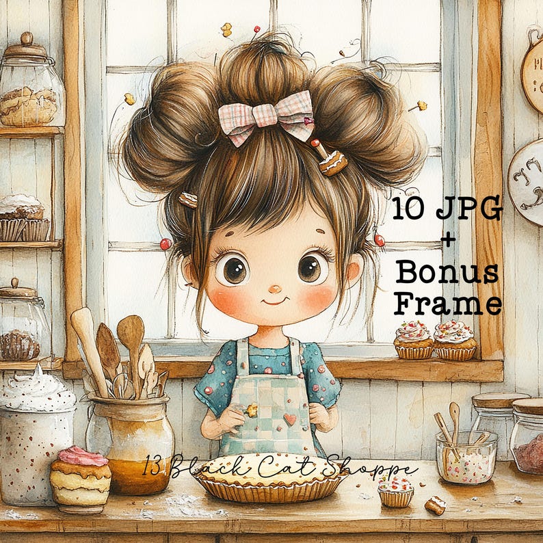 10 Baker Girl JPG Digital Paper 12x12 Bakery Cupcake Wall Art Scrapbook ...