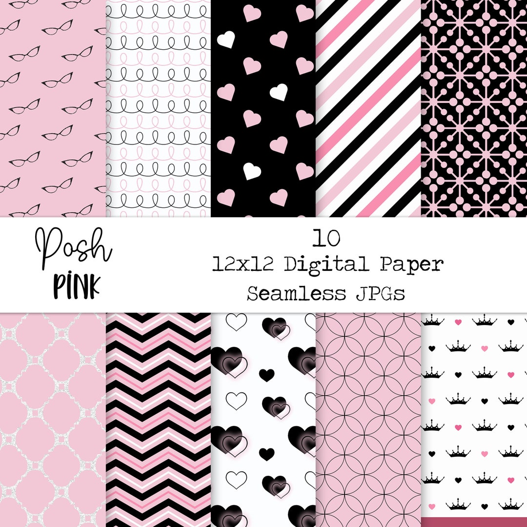 POSH PINK Black Digital Paper 12x12 Scrapbook Printable Sublimation - Etsy