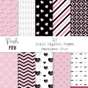 POSH PINK Black Digital Paper 12x12 Scrapbook Printable Sublimation - Etsy