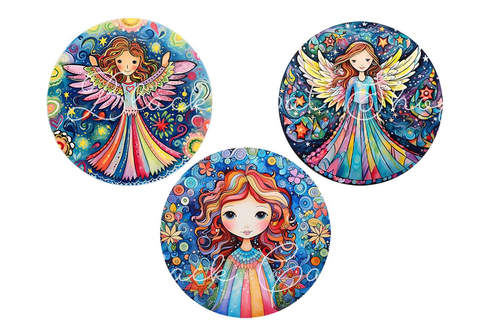 Artsy Angel Ornament Round 2.5 Inch Tag Coaster Sublimation PNG - Etsy