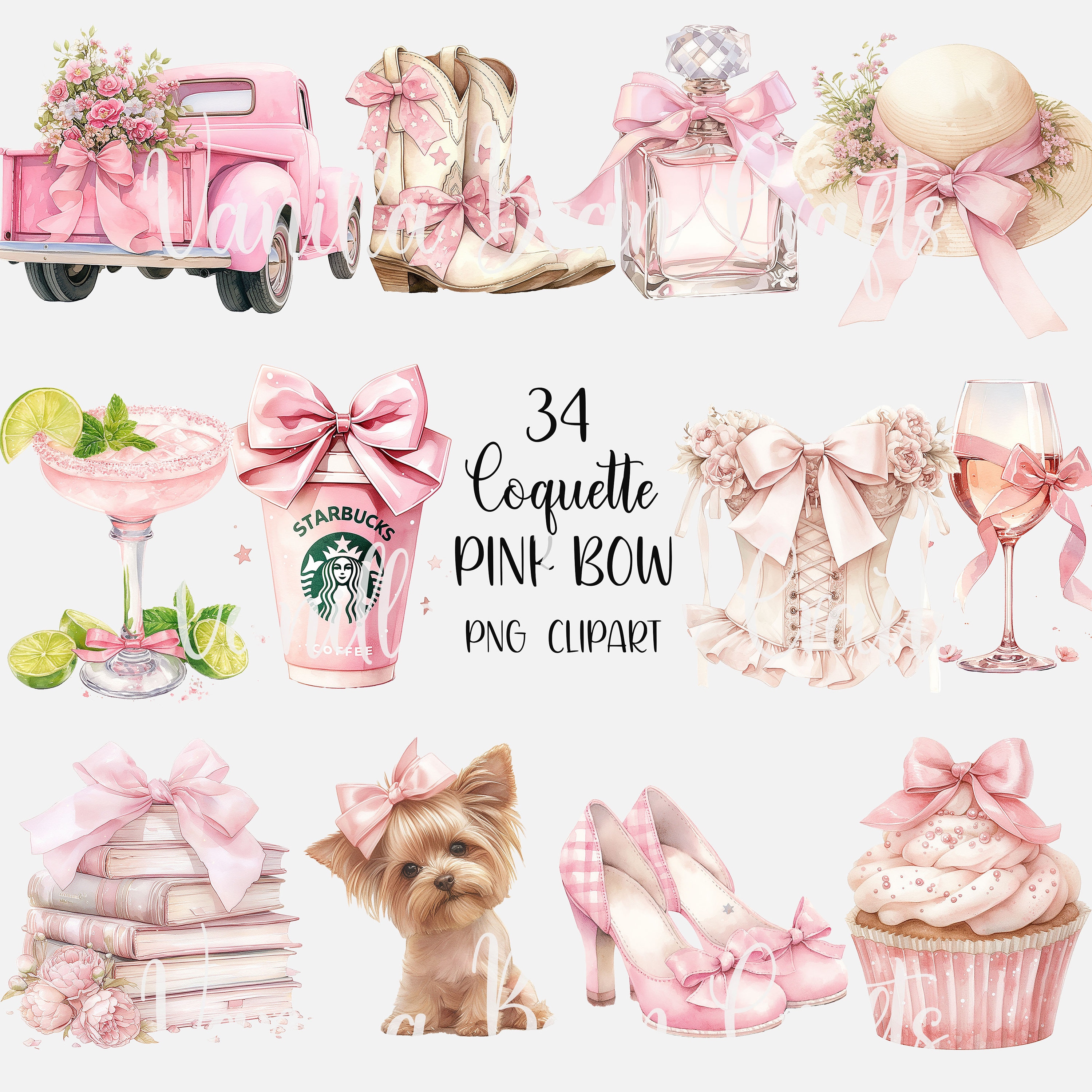 Pink Bow Coquette PNG Clipart Sublimation Printable - Etsy