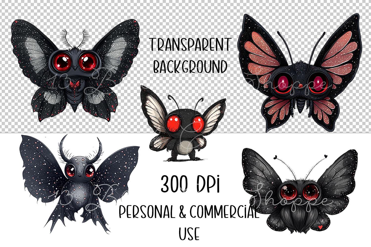 Mothman Cryptid Clipart Cute Chibi Goth PNG Sublimation Printable - Etsy
