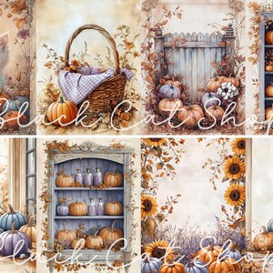 Lavender Pumpkin Digital Paper: Fall Scrapbook Journal (8.5x11 Inch ...