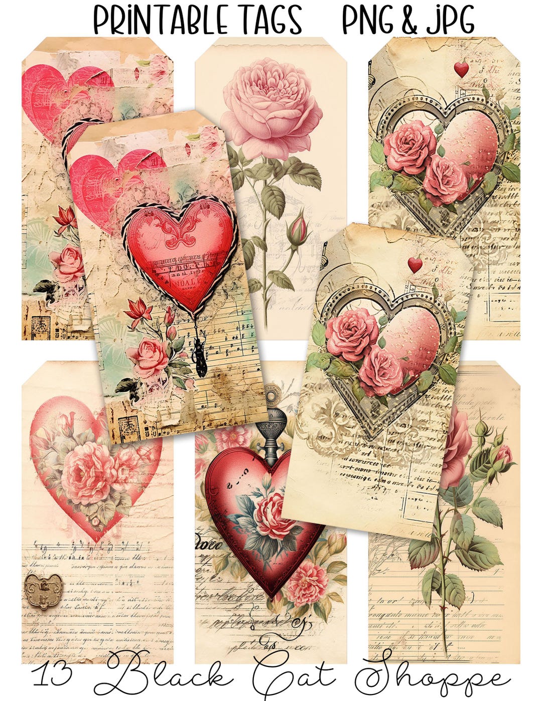 Romantic Vintage Valentine Love Printable Gift Tag - Etsy