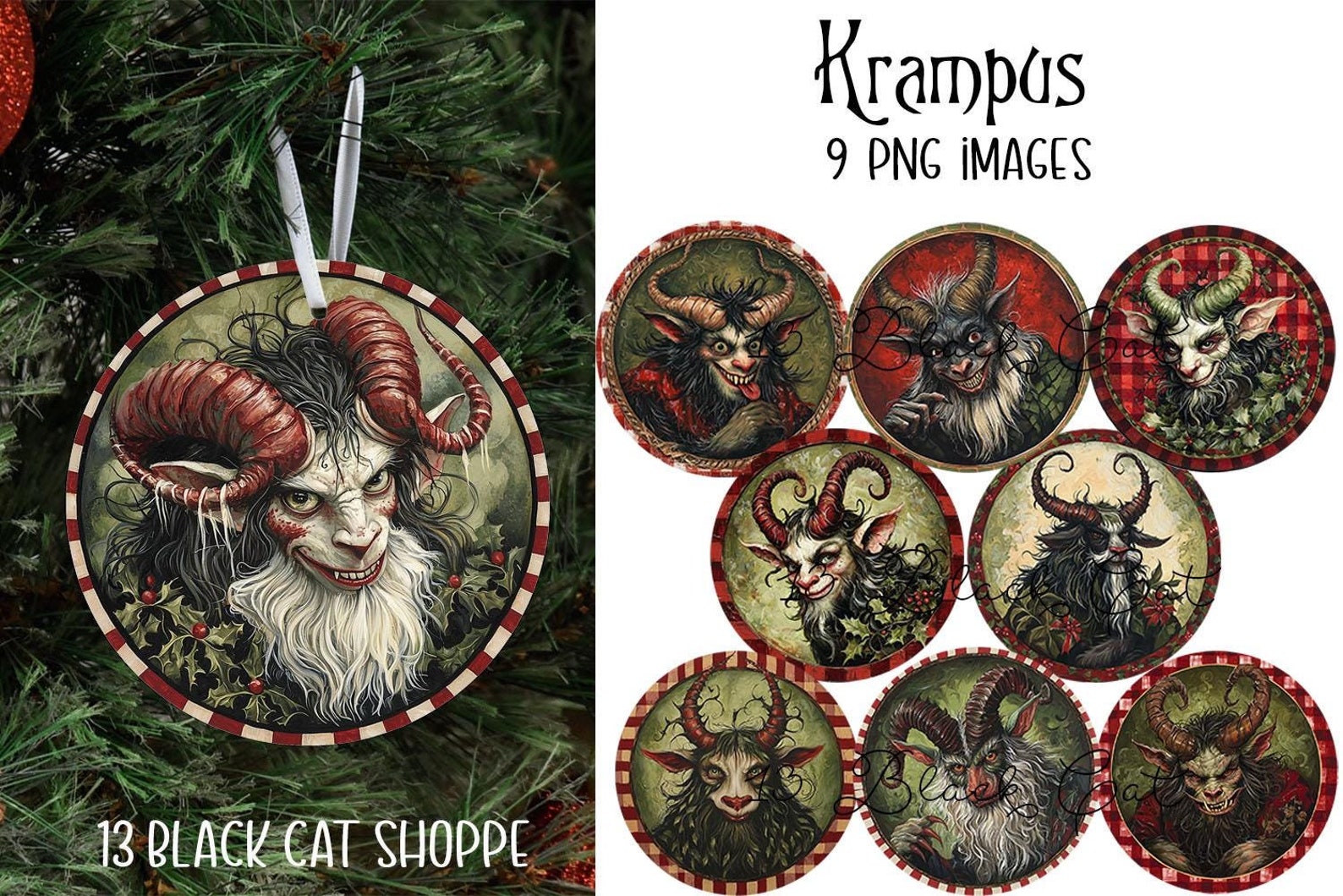 Christmas Krampus Creepy Ornament Coaster Tag Vintage Round 2.5 Inch ...