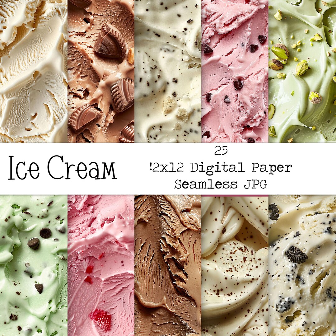 Ice Cream Gelato Dessert Photo Seamless Digital Paper 12x12 Jpg ...