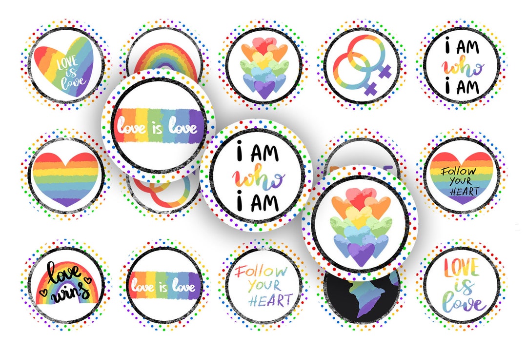 Rainbow Pride Colorful 25mm 1 Inch Bci Printable Bottle Cap Images - Etsy