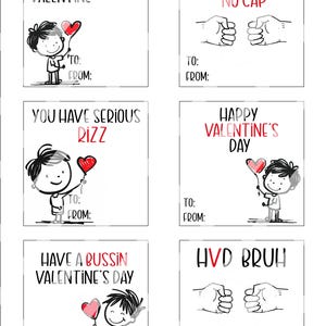Kids Slang Boy Valentine's Day Bruh Printable Cards Gift Tag - Etsy