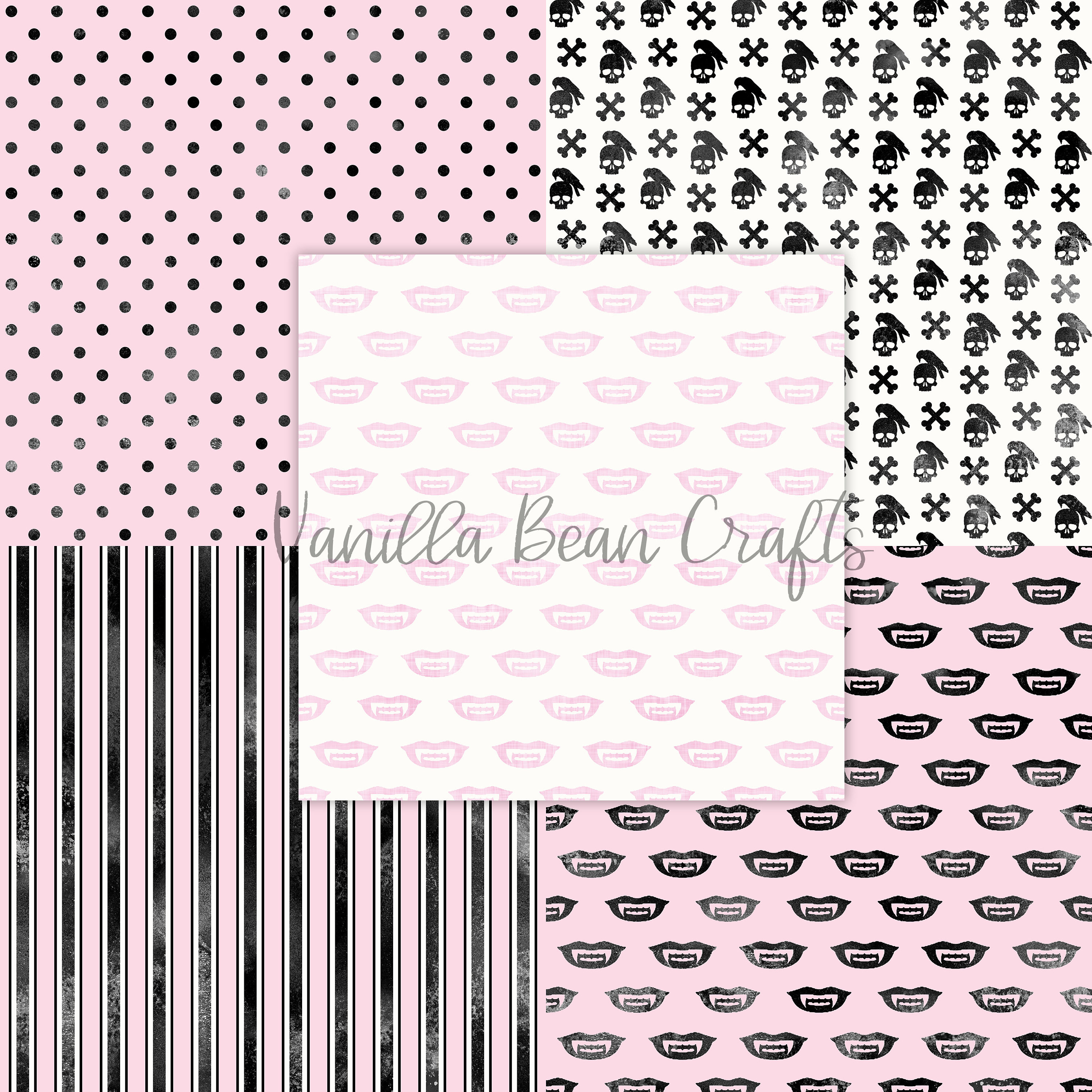 Pink Halloween Seamless Pastel Goth Digital Paper 12x12 Scrapbook ...