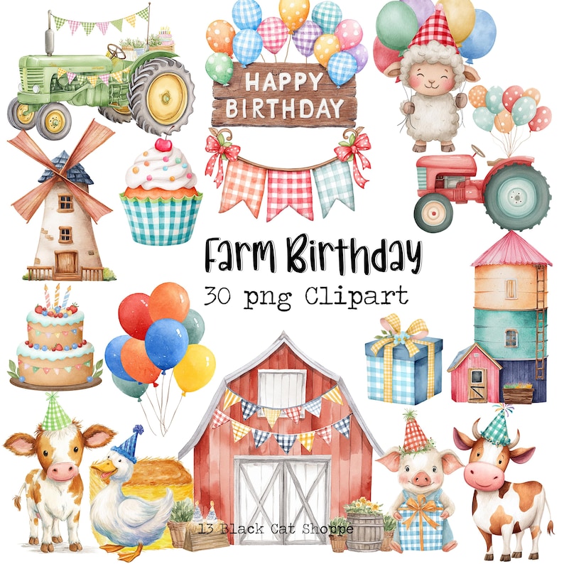 Barnyard Farm Birthday Kids PNG Clipart Sublimation Printable Barn ...