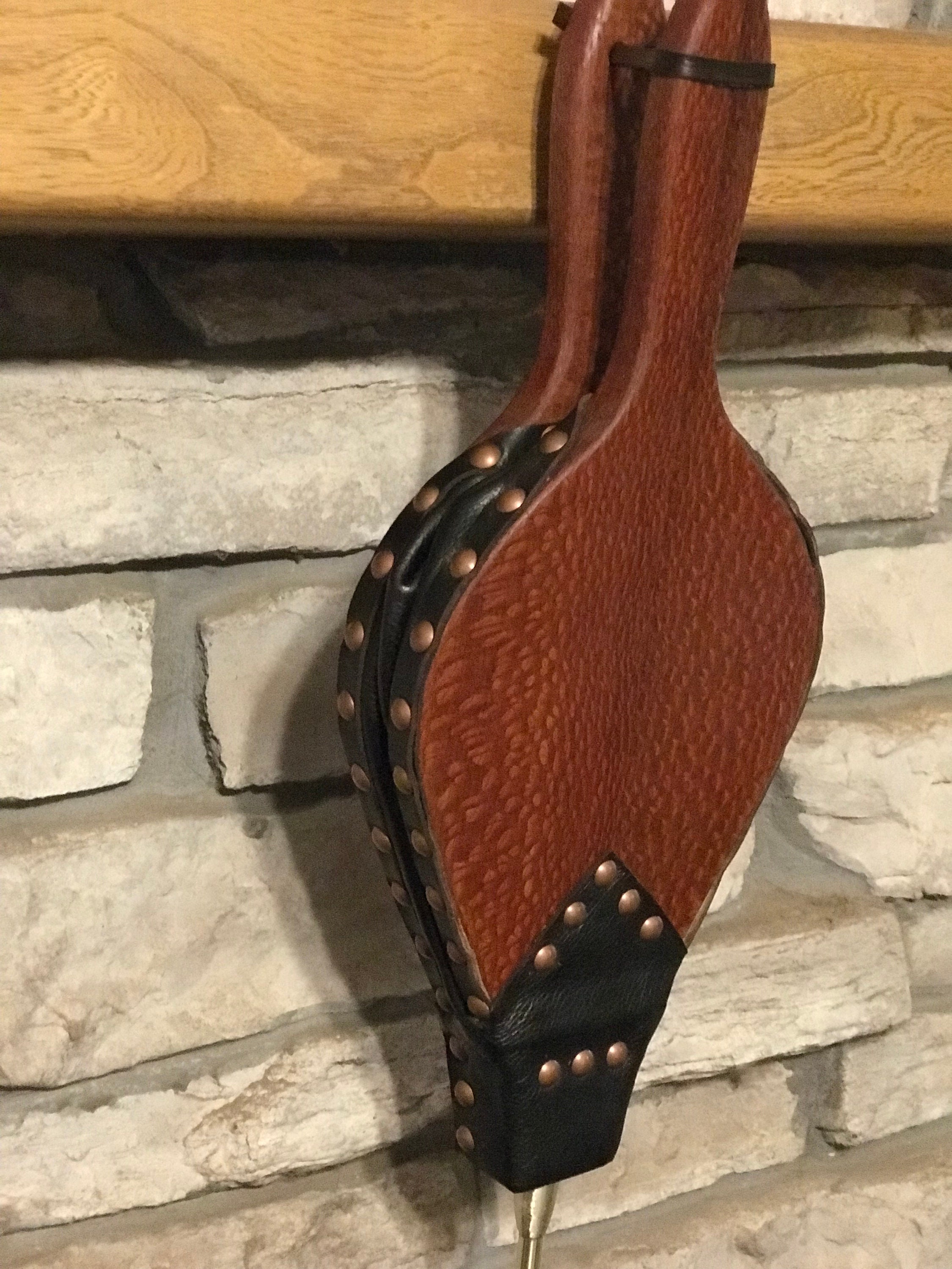 Handmade Fireplace Bellows, Leopardwood with Dark Brown Leather and ...