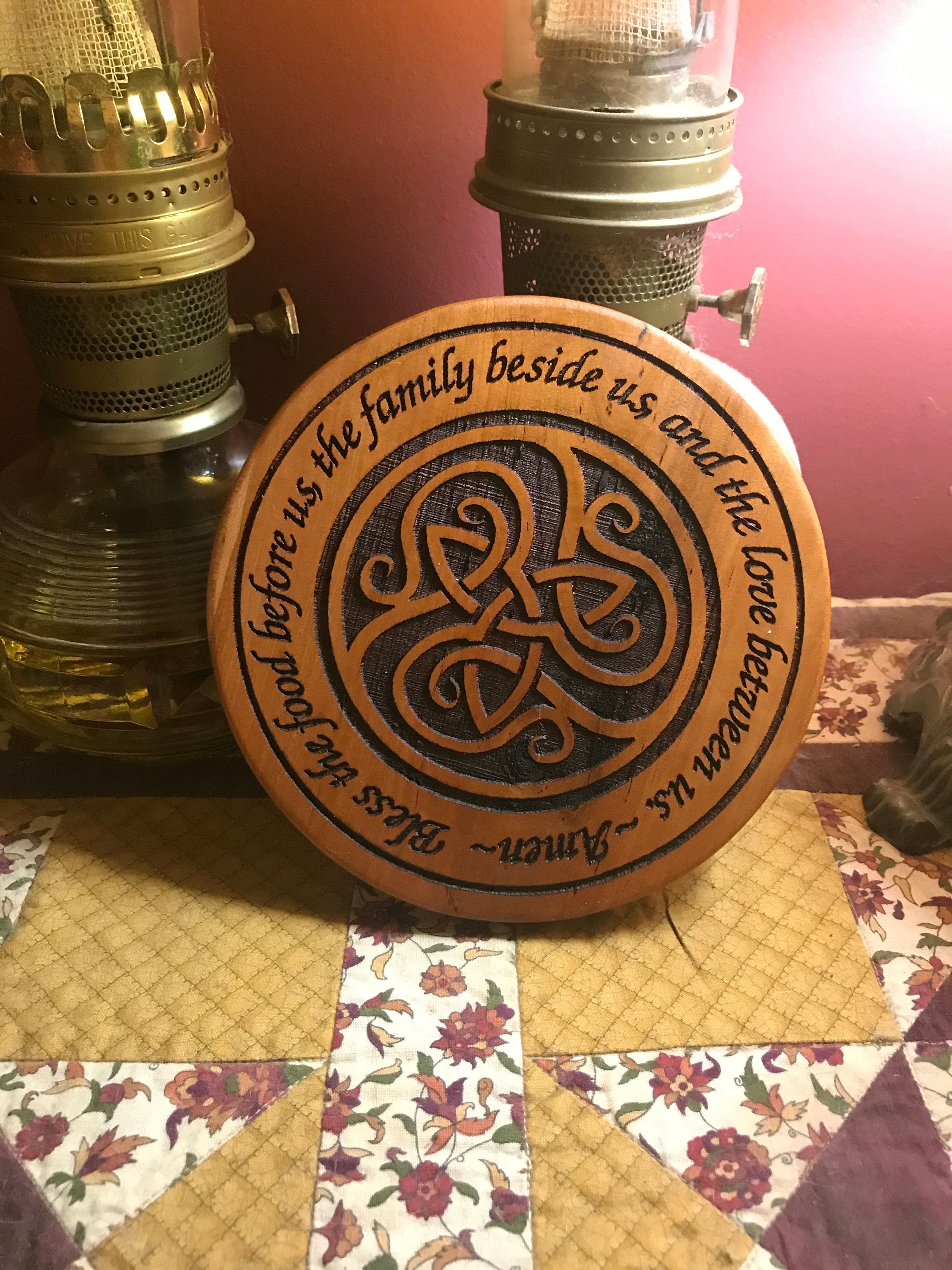READY TO SHIP: Handmade Wooden Trivet with Engraved Celtic Triquetra ...