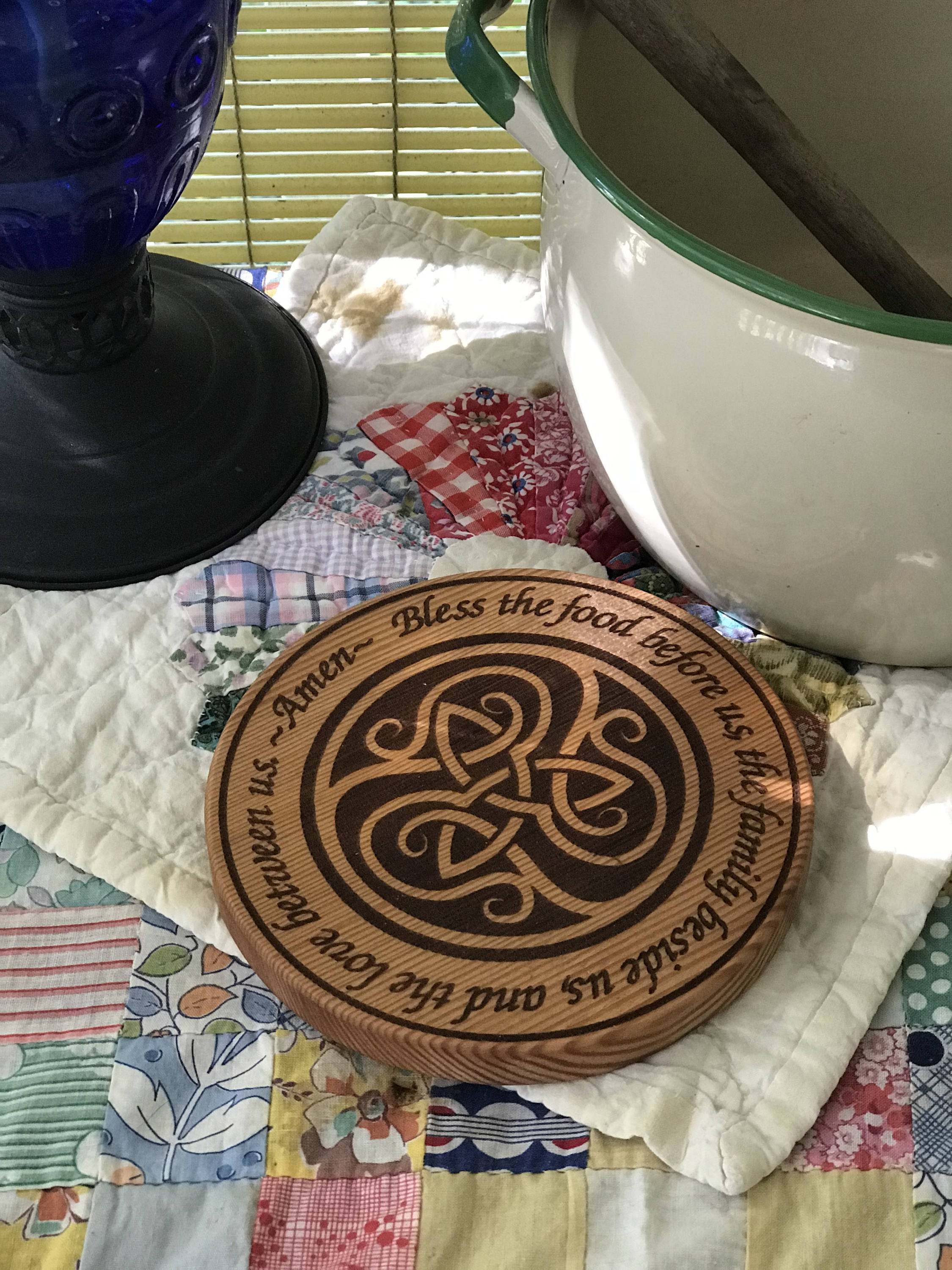 Made to order: Handmade Wooden Trivet with Engraved Celtic Triquetra ...