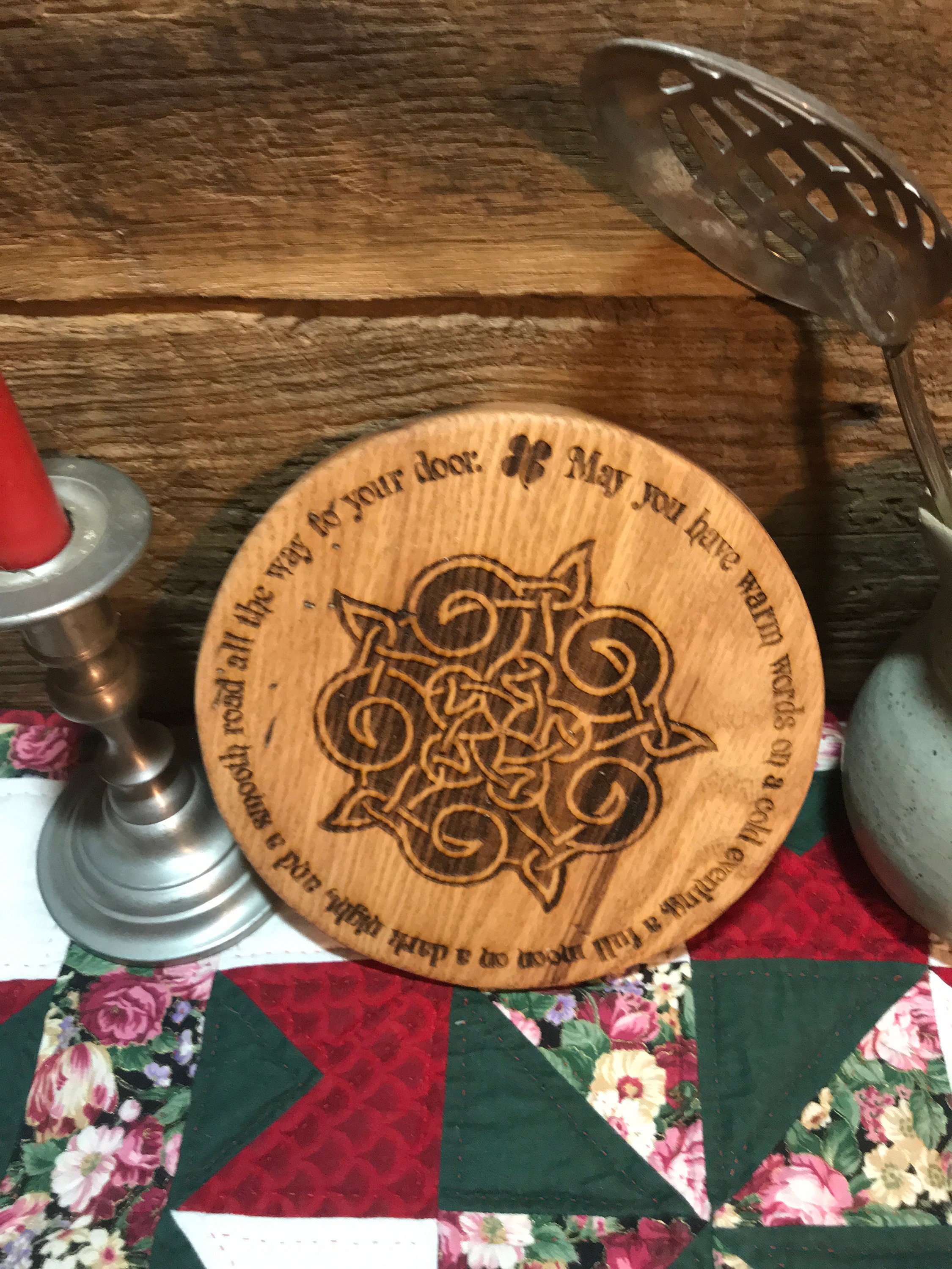 READY to SHIP: Handmade Wooden Trivet with Engraved Celtic medallion ...