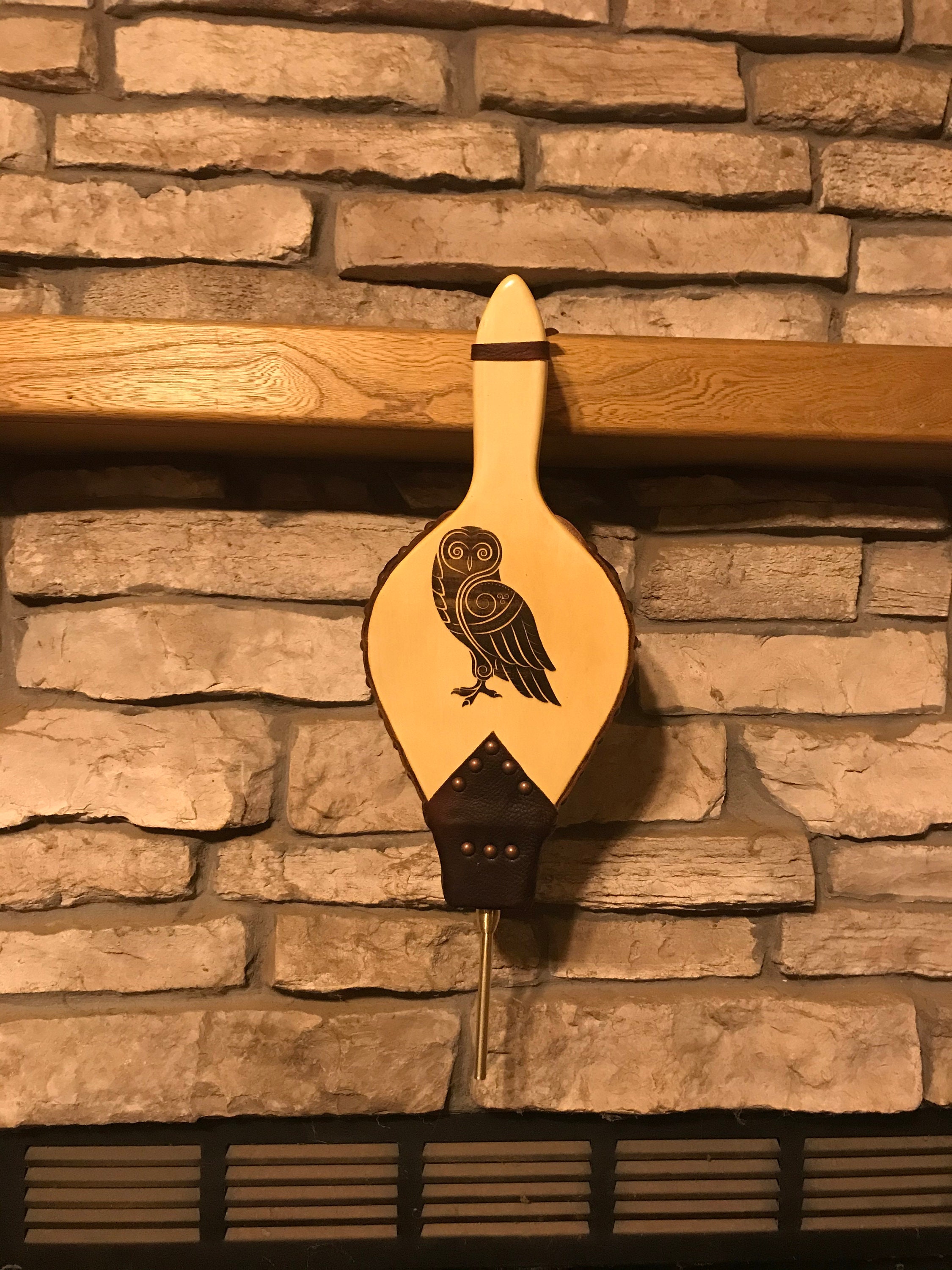 READY TO SHIP: Handmade Fireplace Bellows, Holly with Owl Engraving ...