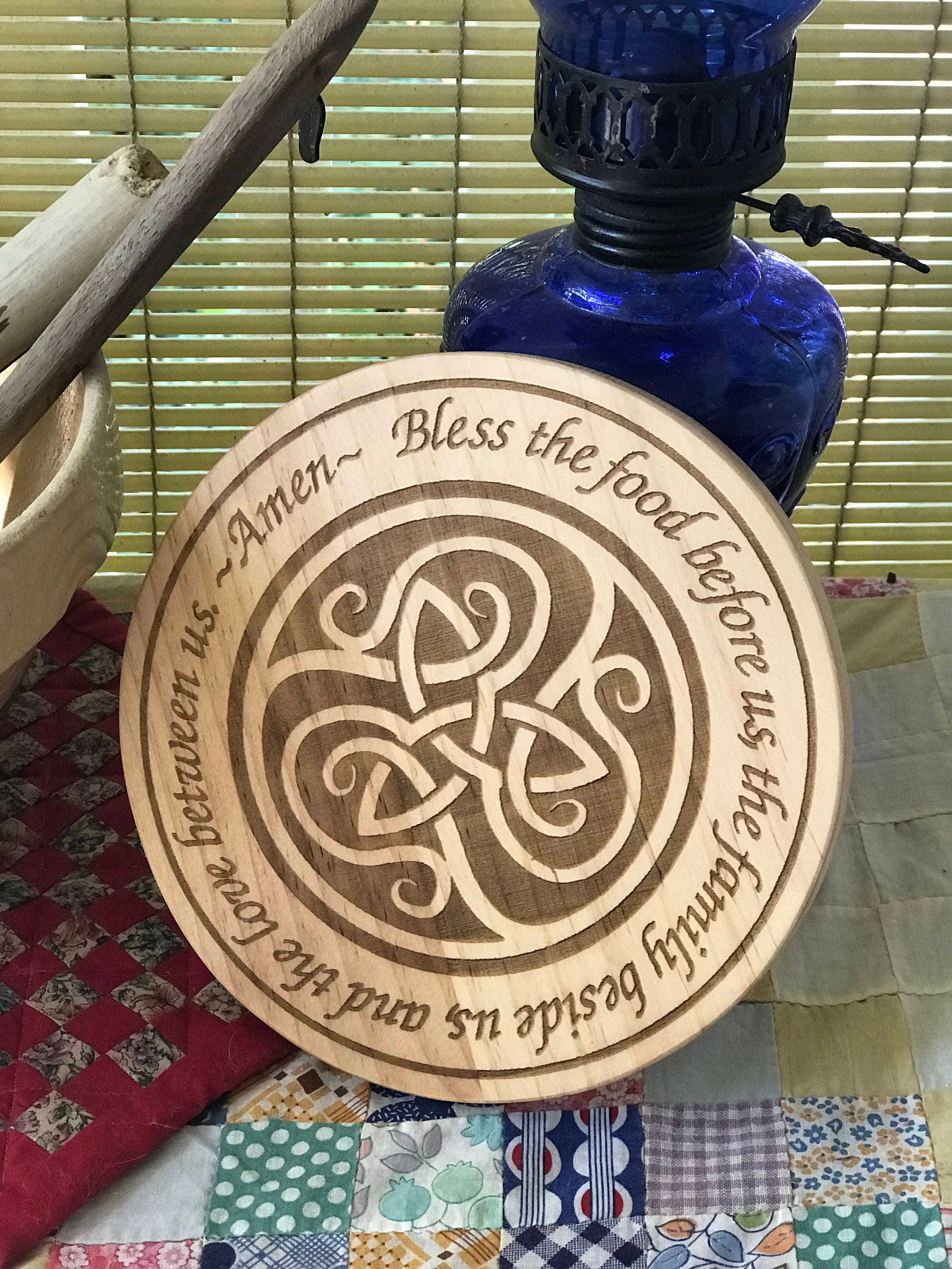 Made to order: Handmade Wooden Trivet with Engraved Celtic Triquetra ...