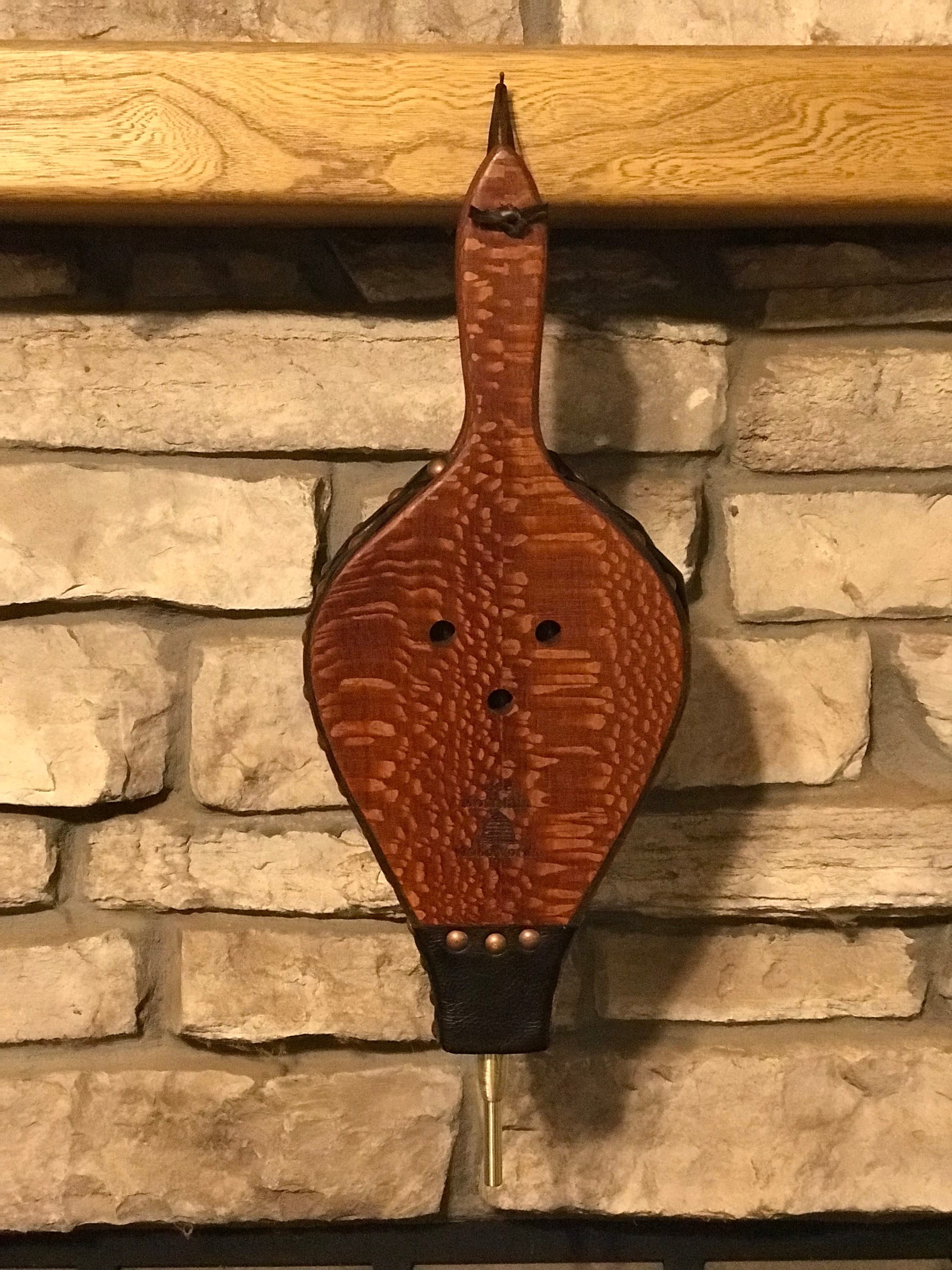 Handmade Fireplace Bellows, Leopardwood with Dark Brown Leather and ...