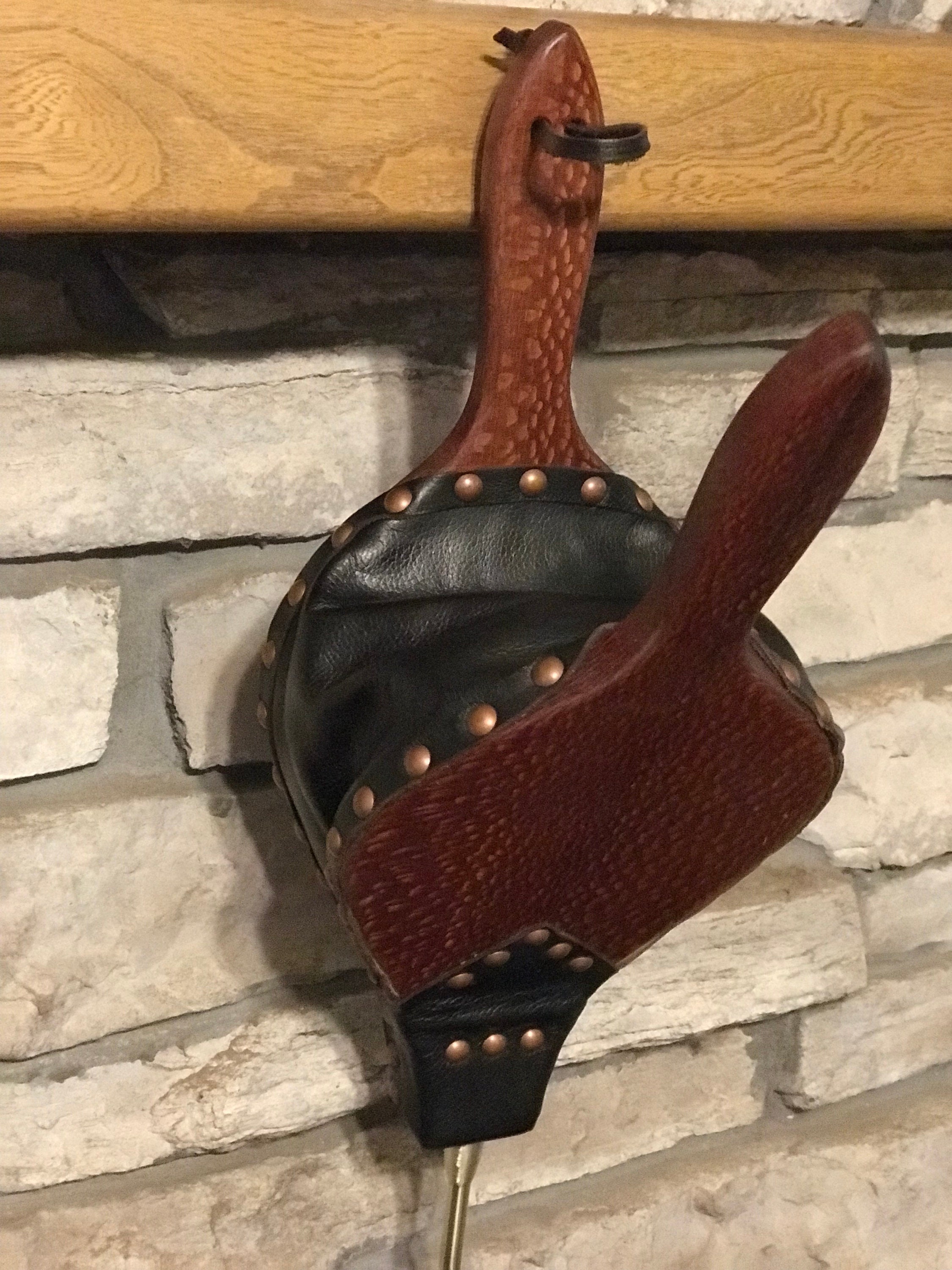 Handmade Fireplace Bellows, Leopardwood with Dark Brown Leather and ...