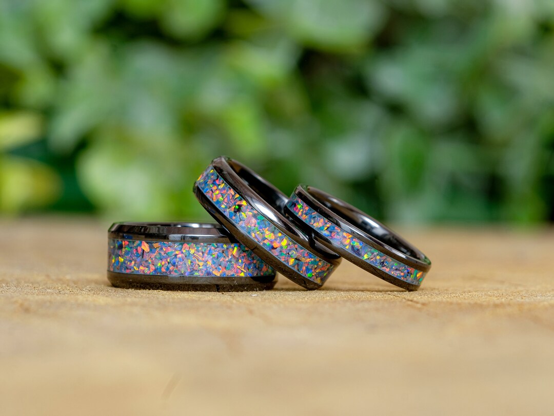 Moon Fire Bello Opal and Black Ceramic Ring – Ethereal and Radiant ...