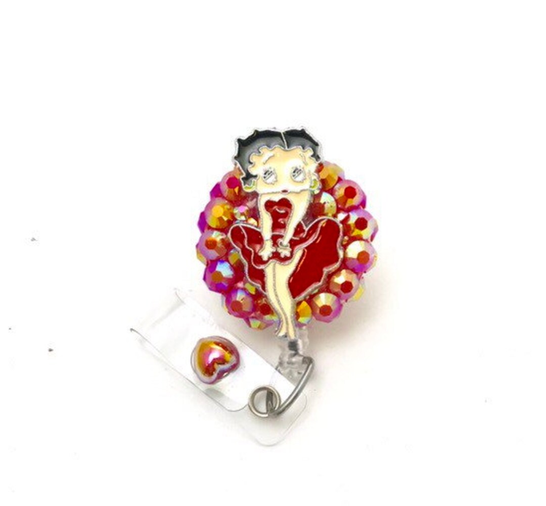 Betty Boop Badge Reel, Red Rhinestone Jelly Badge - Etsy