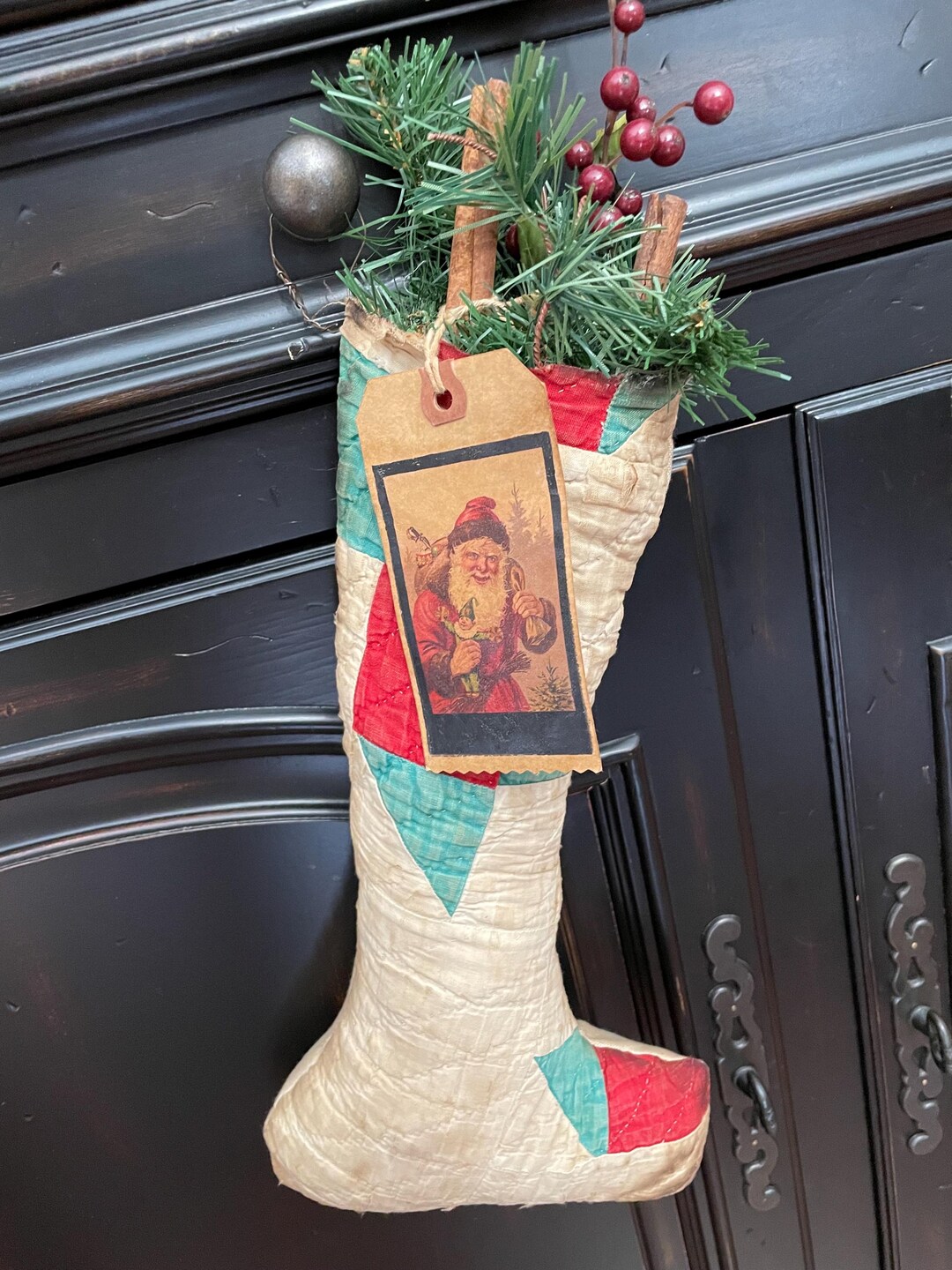 Antique Quilted Christmas Stocking Circa Late 1800s Pennsylvania ...