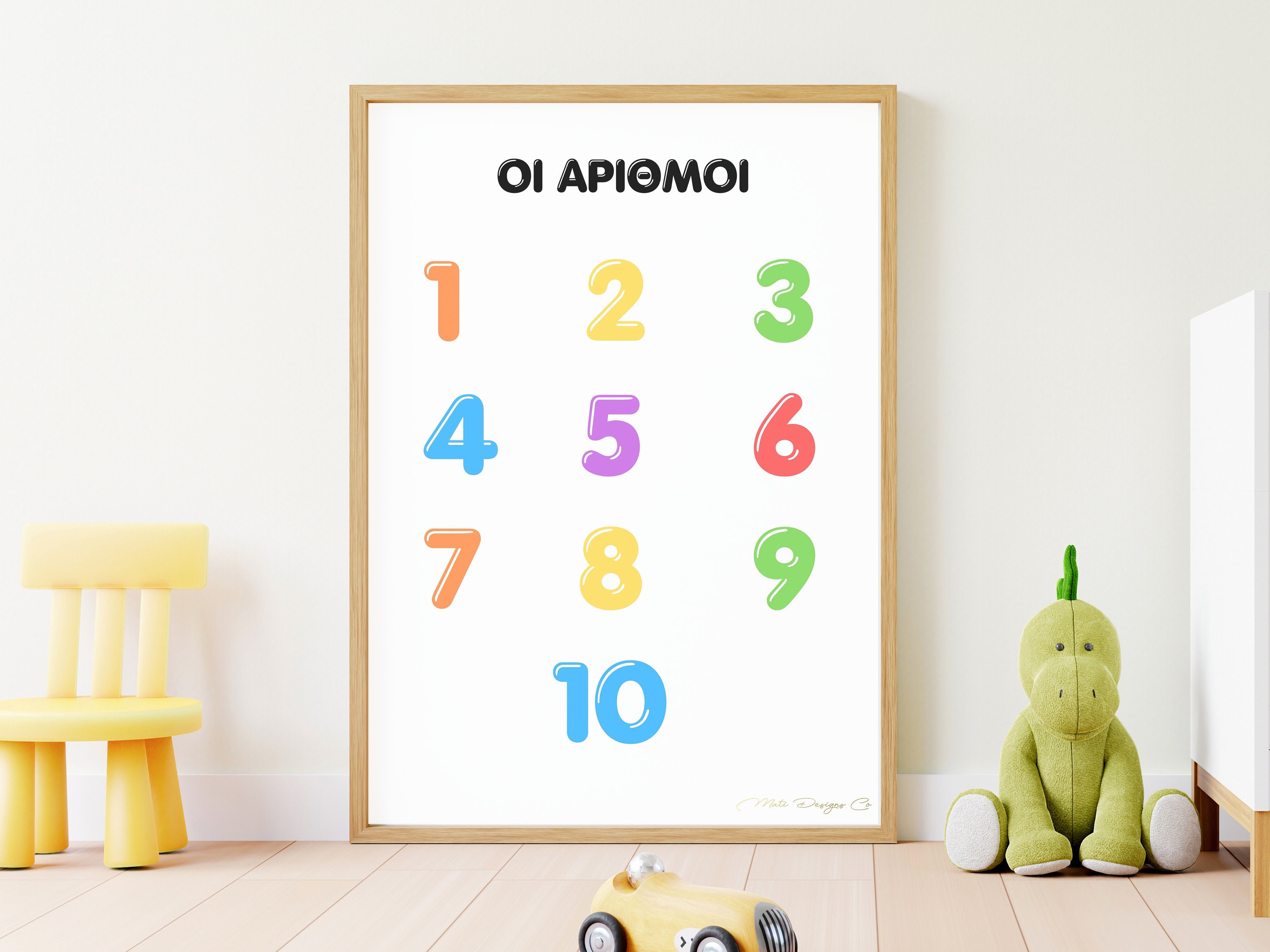 Greek Numbers Poster Arithmi Poster Printable Wall Poster Greek Nursery ...
