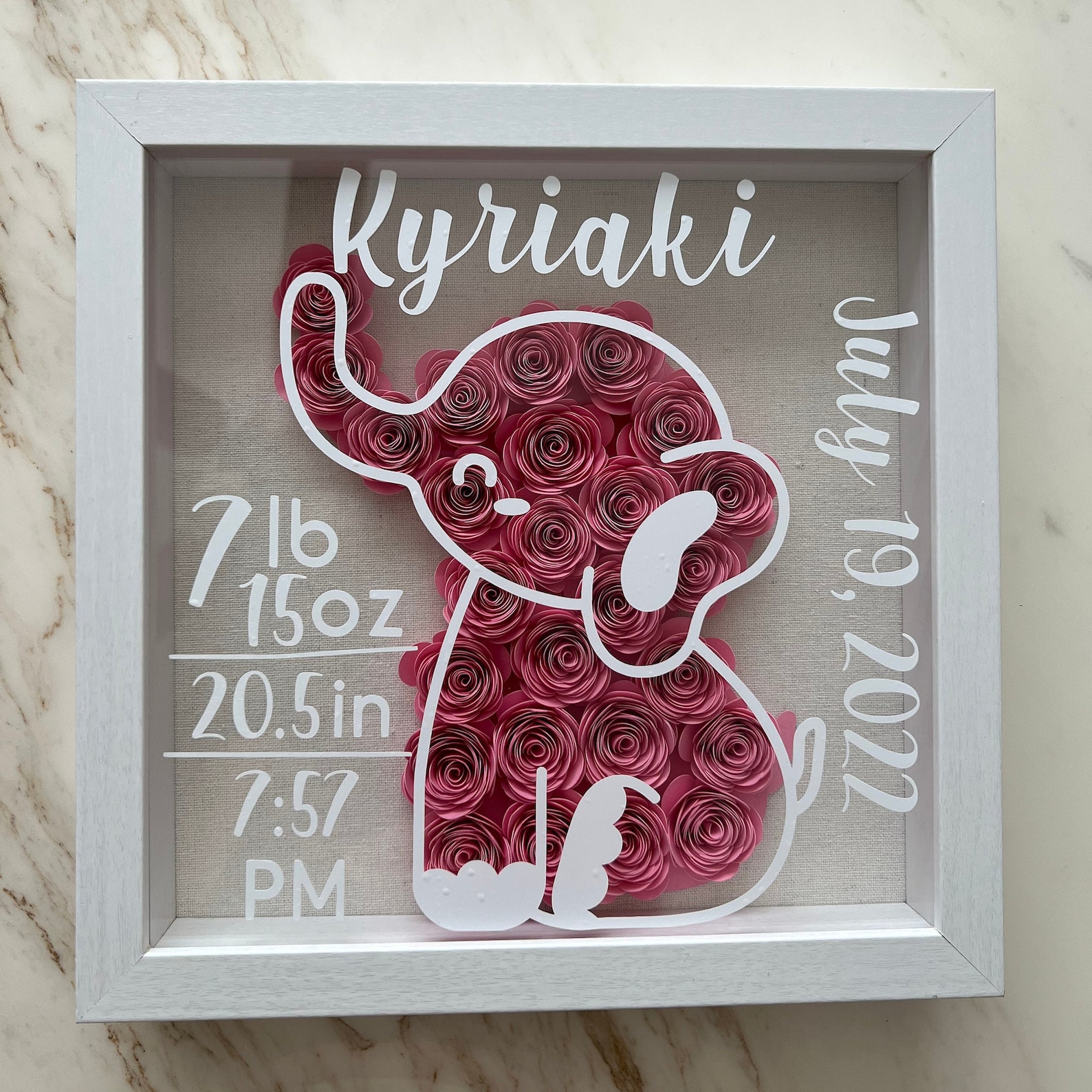 Greek Shadow Box Elephant Shadow Box Birth Announcement Sign Baby ...