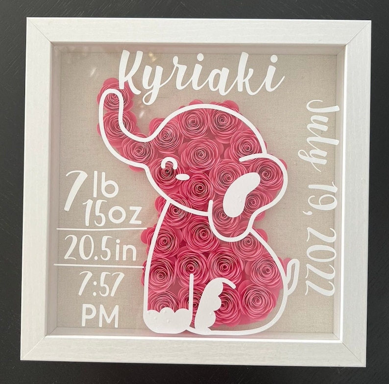 Greek Shadow Box Elephant Shadow Box Birth Announcement Sign Baby ...