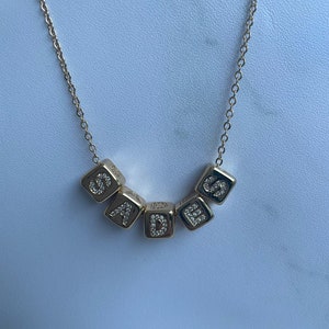Custom Letters Cube Necklace, Personalized Your Name With This Charms ...