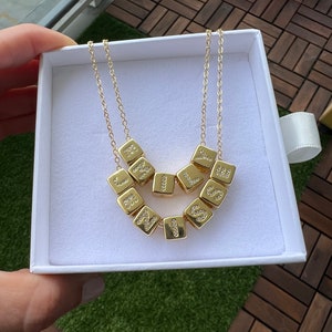 Custom Letters Cube Necklace, Personalized Your Name With This Charms ...