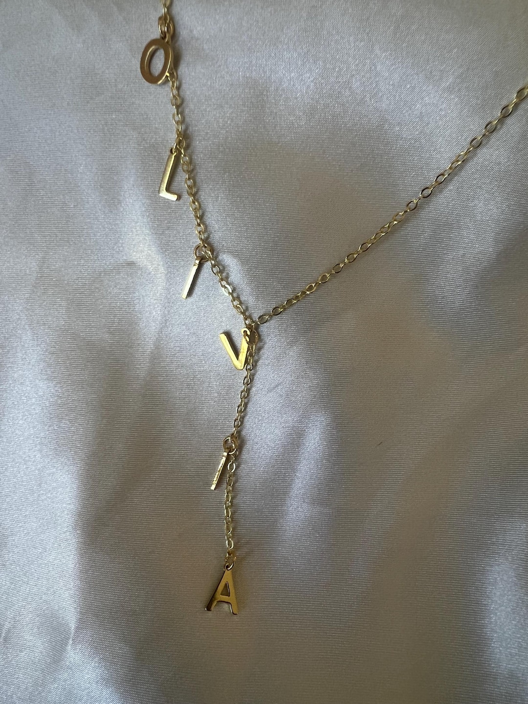 Dainty Gold Plated Lariat Name Necklace: Custom Drop Chain - Etsy