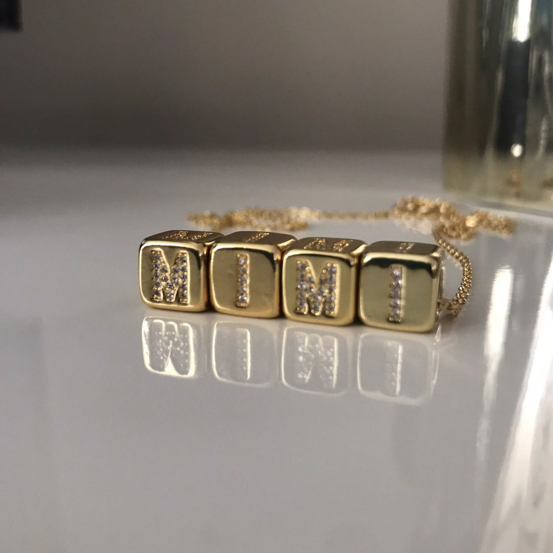 Custom Letters Cube Necklace, Personalized Your Name With This Charms ...