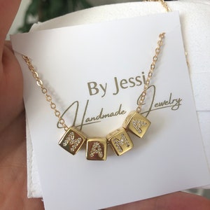 Custom Letters Cube Necklace, Personalized Your Name With This Charms ...