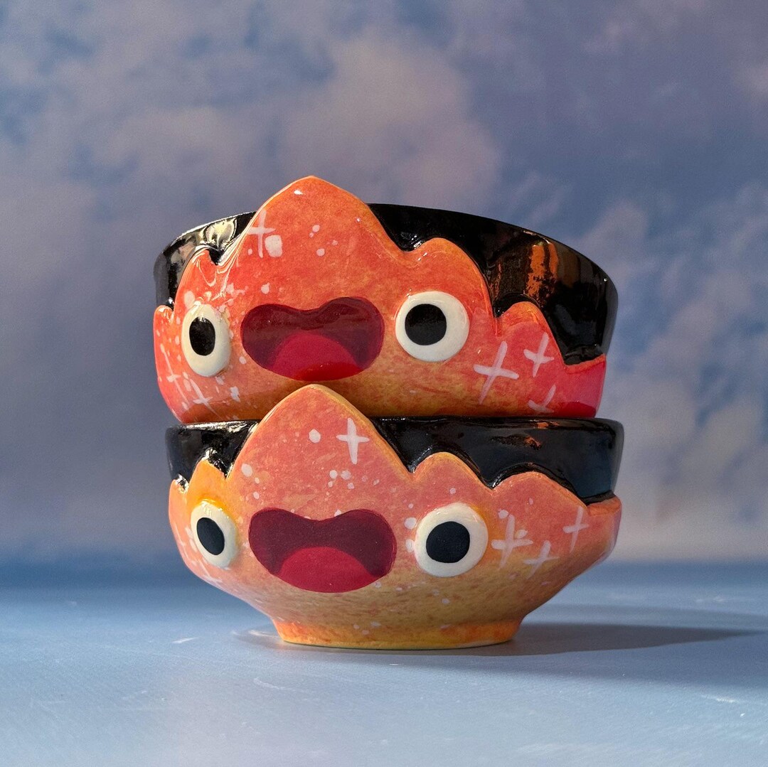 Cute Anime Fire Demon Ceramic Bowls, Handmade, Unique Gifts, Pottery ...