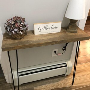 Narrow Pine Console Table: Rustic Hallway Bench With 28" Long Hairpin ...