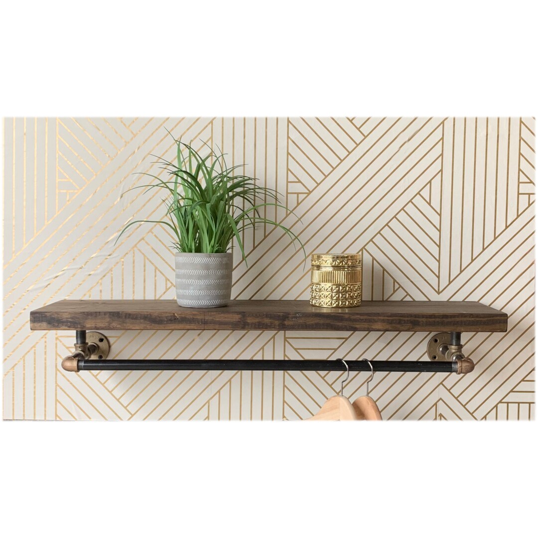 Entryway Shelf With Brass and Iron Lower Bar Industrial - Etsy
