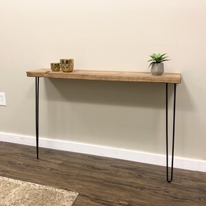 Narrow Pine Console Table: Rustic Hallway Bench With 28" Long Hairpin ...